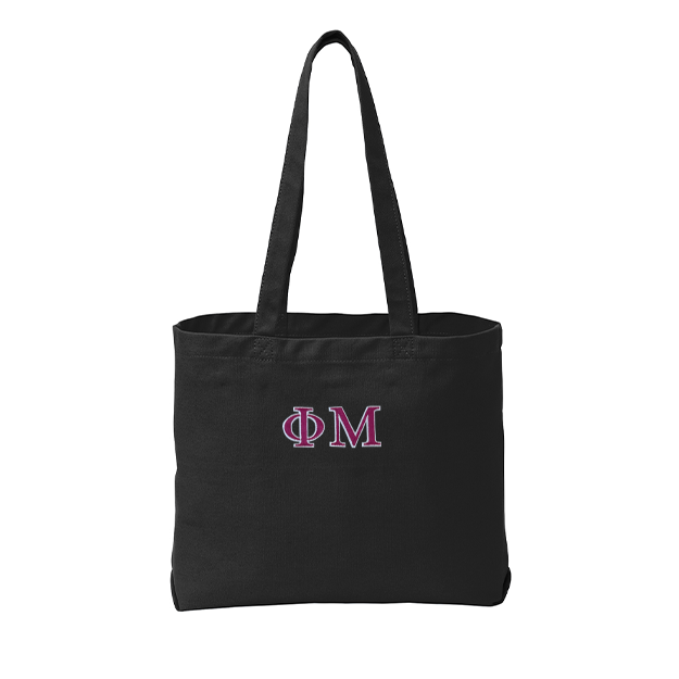 Phi Mu Tote Bag Embroidered Greek Letters – Greek Clothing Company LLC