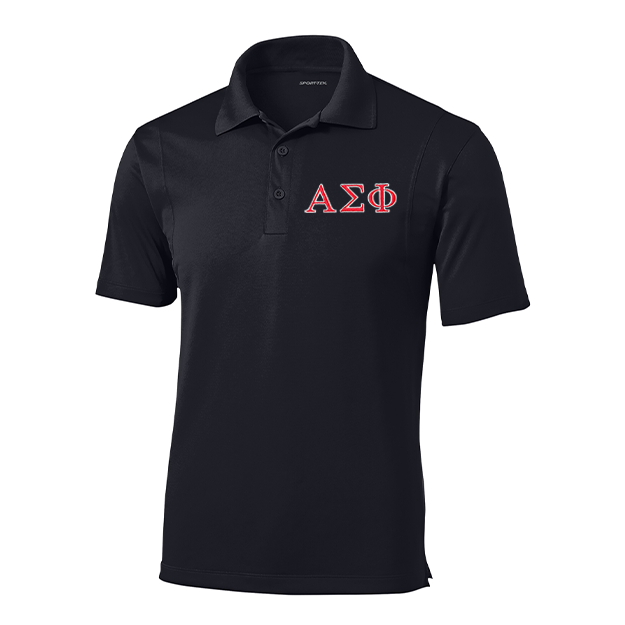Alpha Sigma Phi Sport-Tek Micropique Polo Embroidered Greek Letters ...